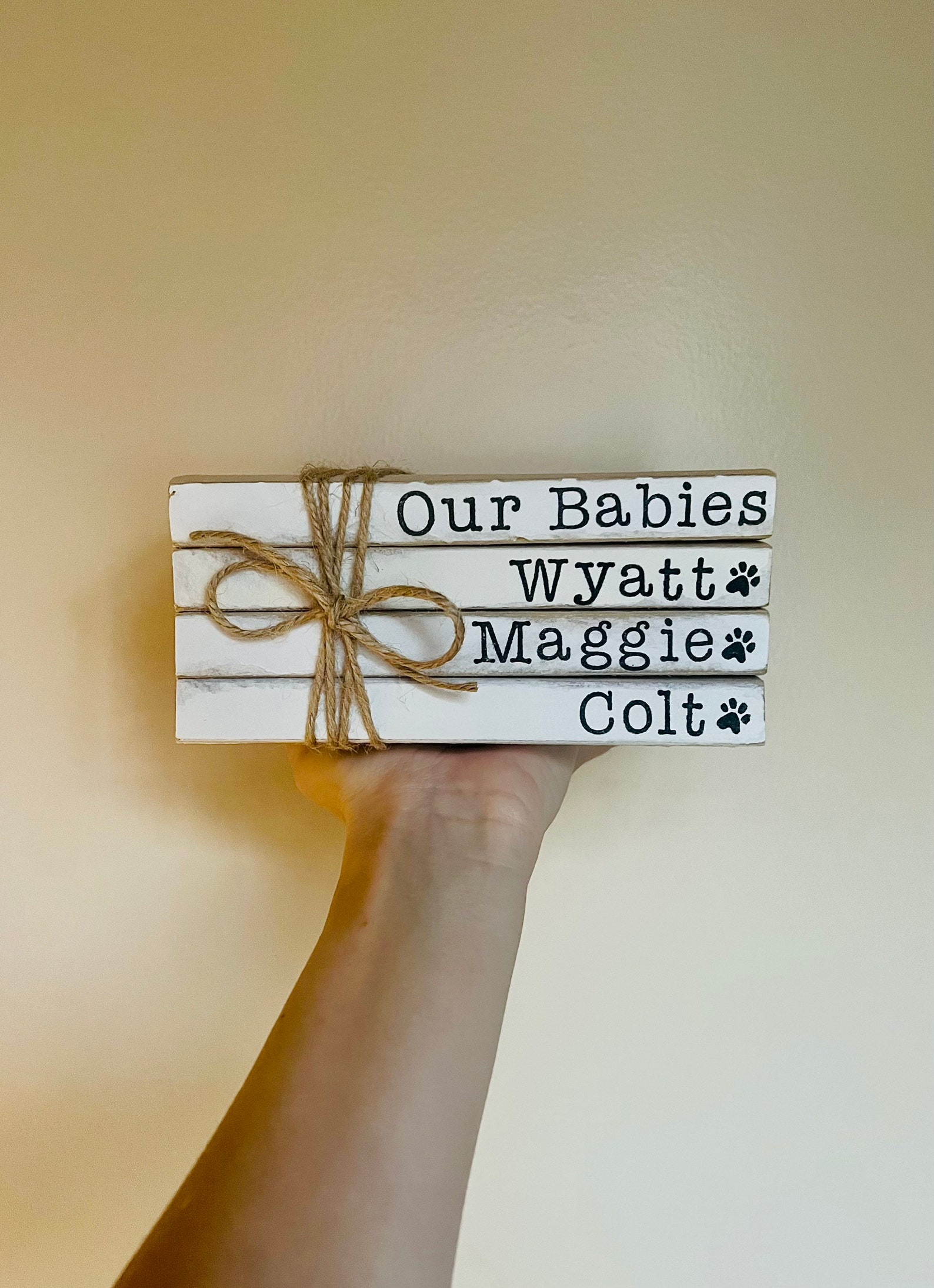 Name Stamped Books, Name Stacked Books, Family Names Stamped Books, Pet ...