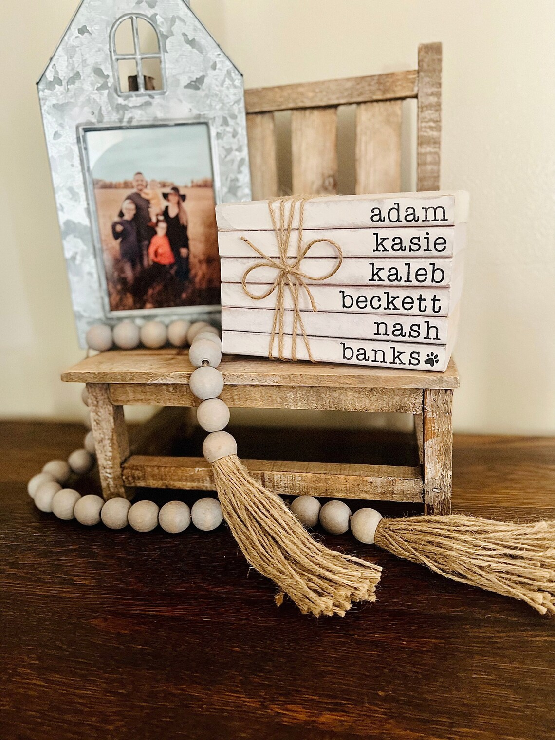 Name Stamped Books, Name Stacked Books, Family Names Stamped Books, Pet ...