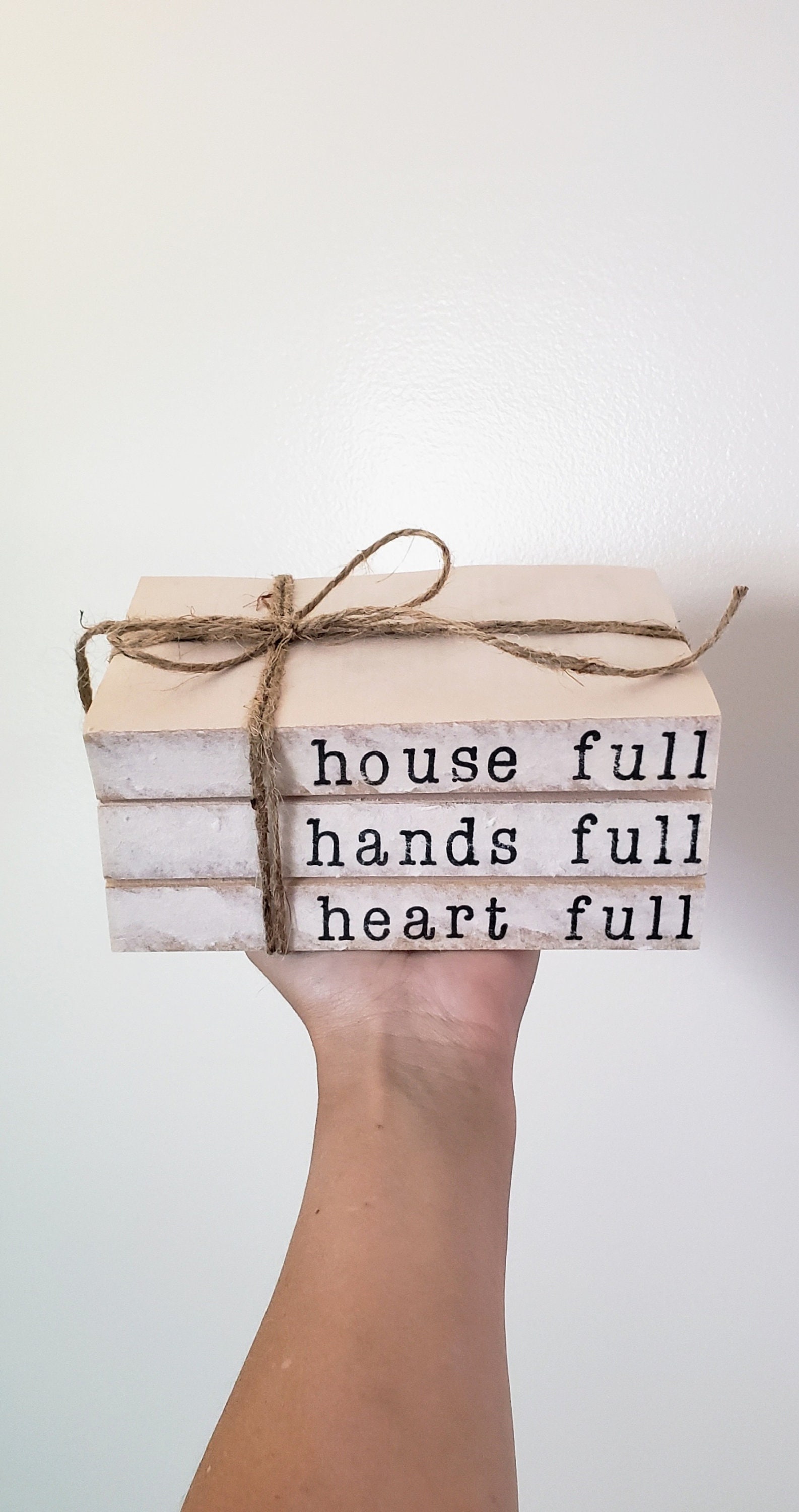 House Full Hands Full Heart Full Book Stack, Farmhouse Stamped Books ...