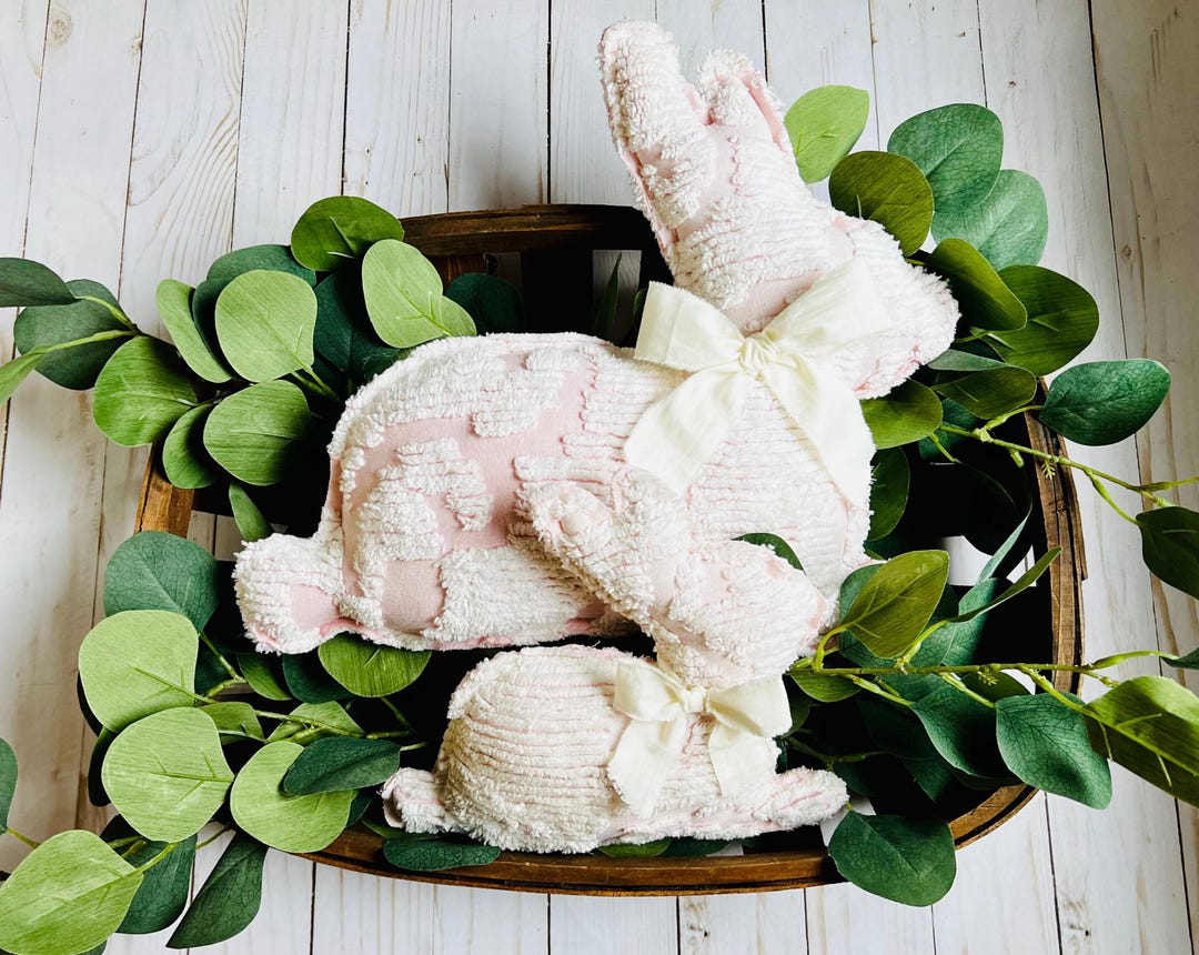 Vintage Chenille Bunny, Upcycle Bunny, Repurposed Bunny, Shabby Chic ...