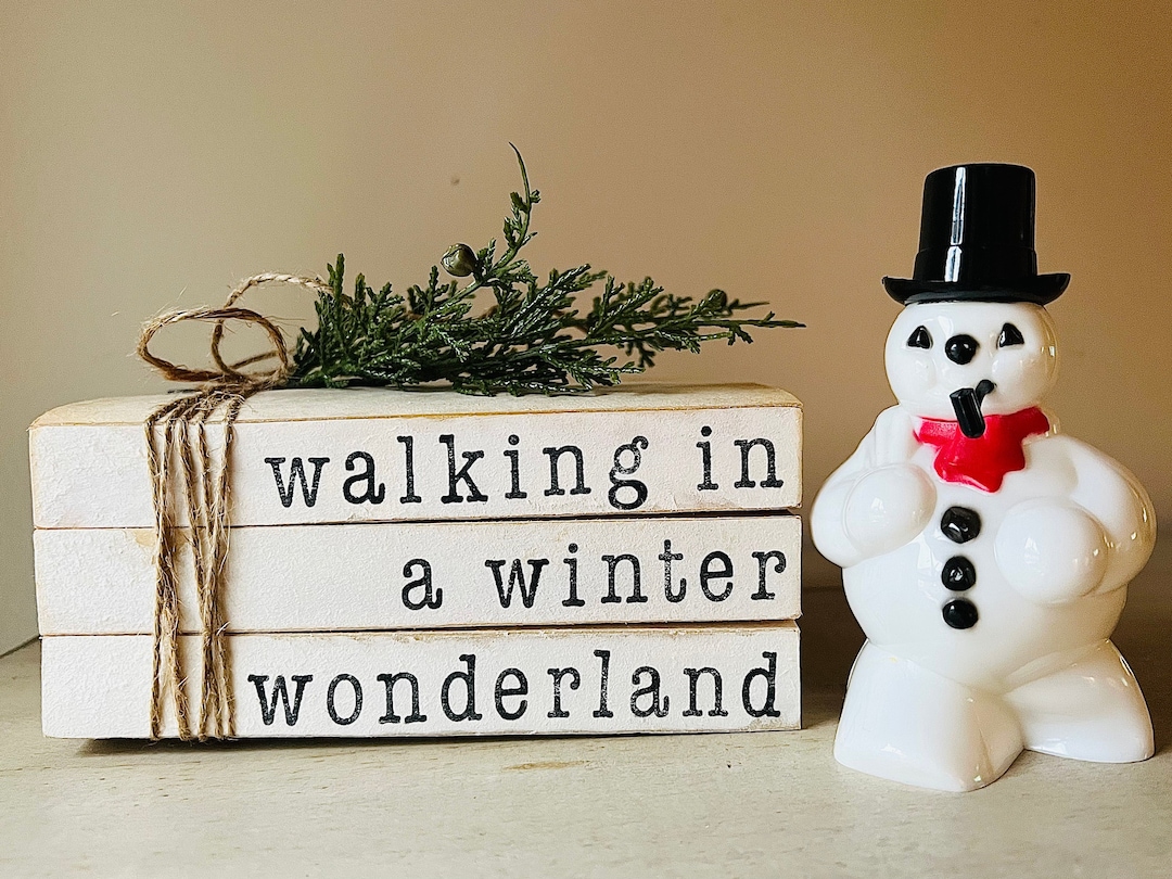 Walking in a Winter Wonderland Stamped Stacked Books - Etsy