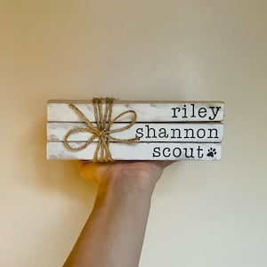 Name Stamped Books, Name Stacked Books, Family Names Stamped Books, Pet ...