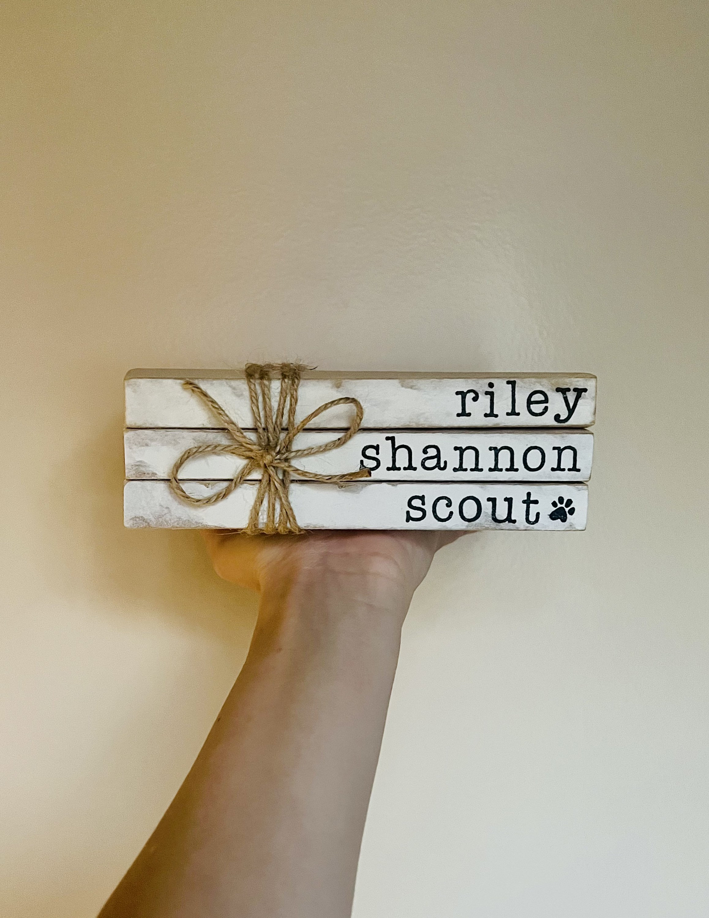 Name Stamped Books, Name Stacked Books, Family Names Stamped Books, Pet ...