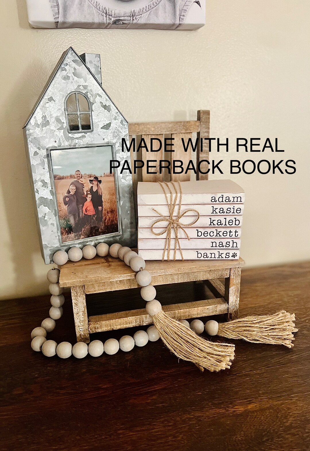 Name Stamped Books, Name Stacked Books, Family Names Stamped Books, Pet ...
