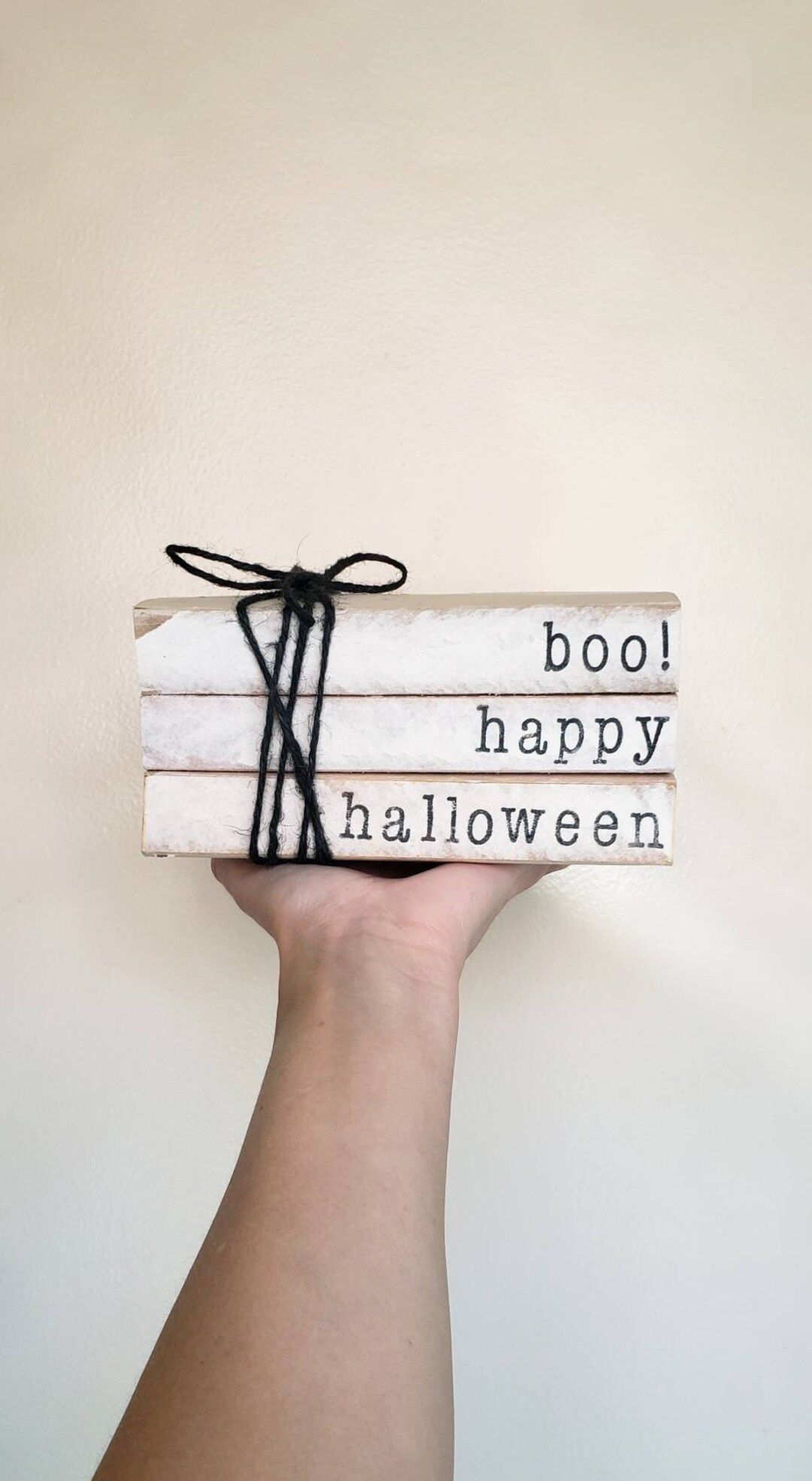 Boo Happy Halloween Stamped Books, Farmhouse Halloween Book Stack ...