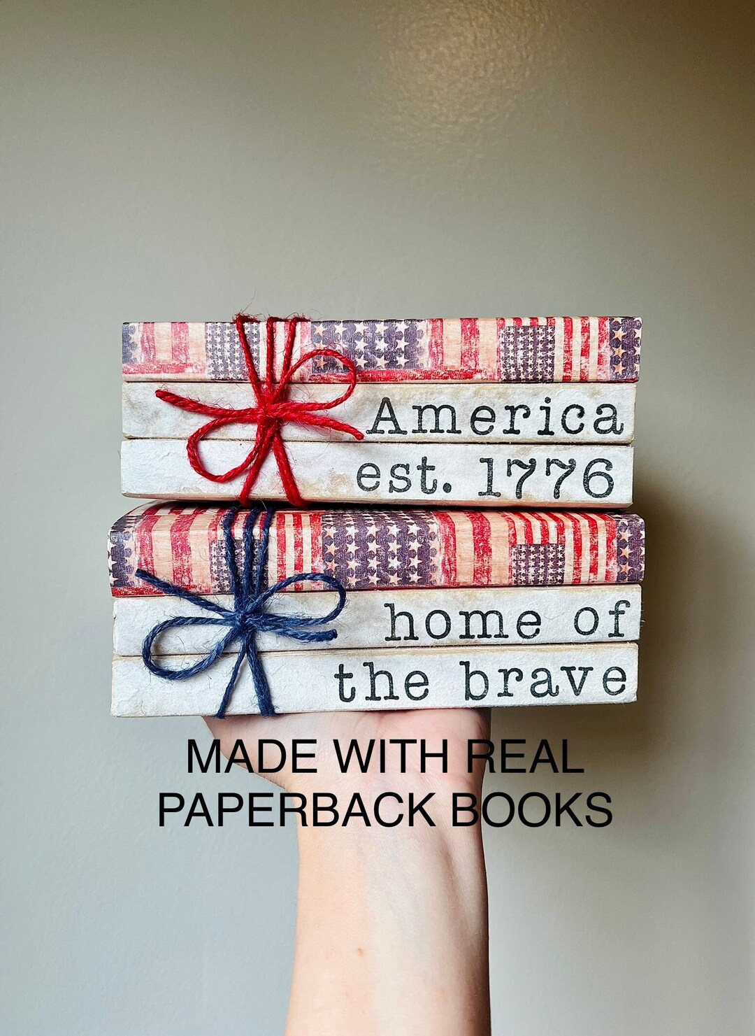 Patriotic Stamped Books, Patriotic Stacked Books, Patriotic Book Stack ...
