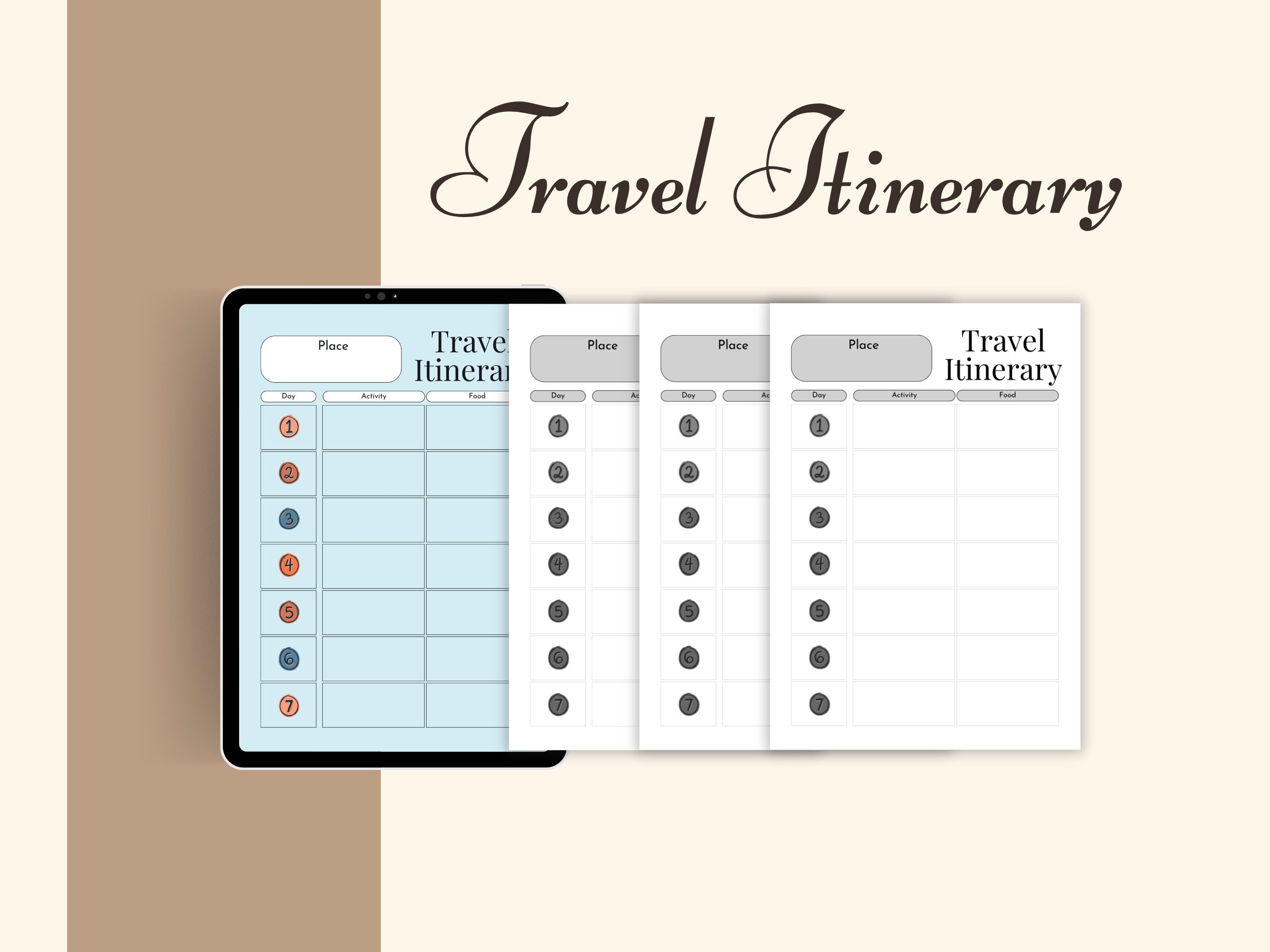 Travel Itinerary Template | Printable Travel Planner | Vacation ...