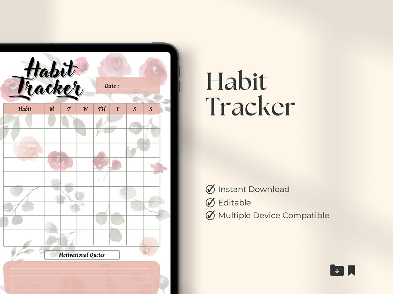Habit Tracker Printable Habit Tracker Template Daily Habit Log Goal ...