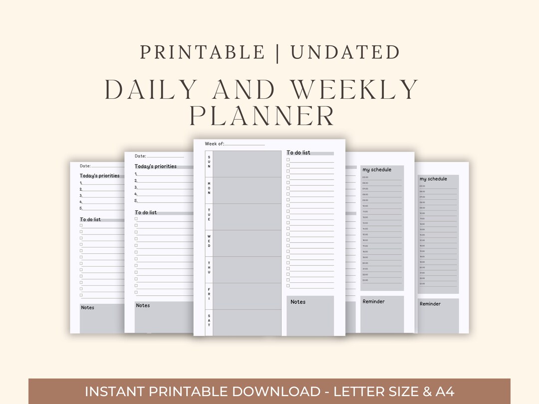 Daily and Weekly Planner | Printable Planner Template | Personal ...