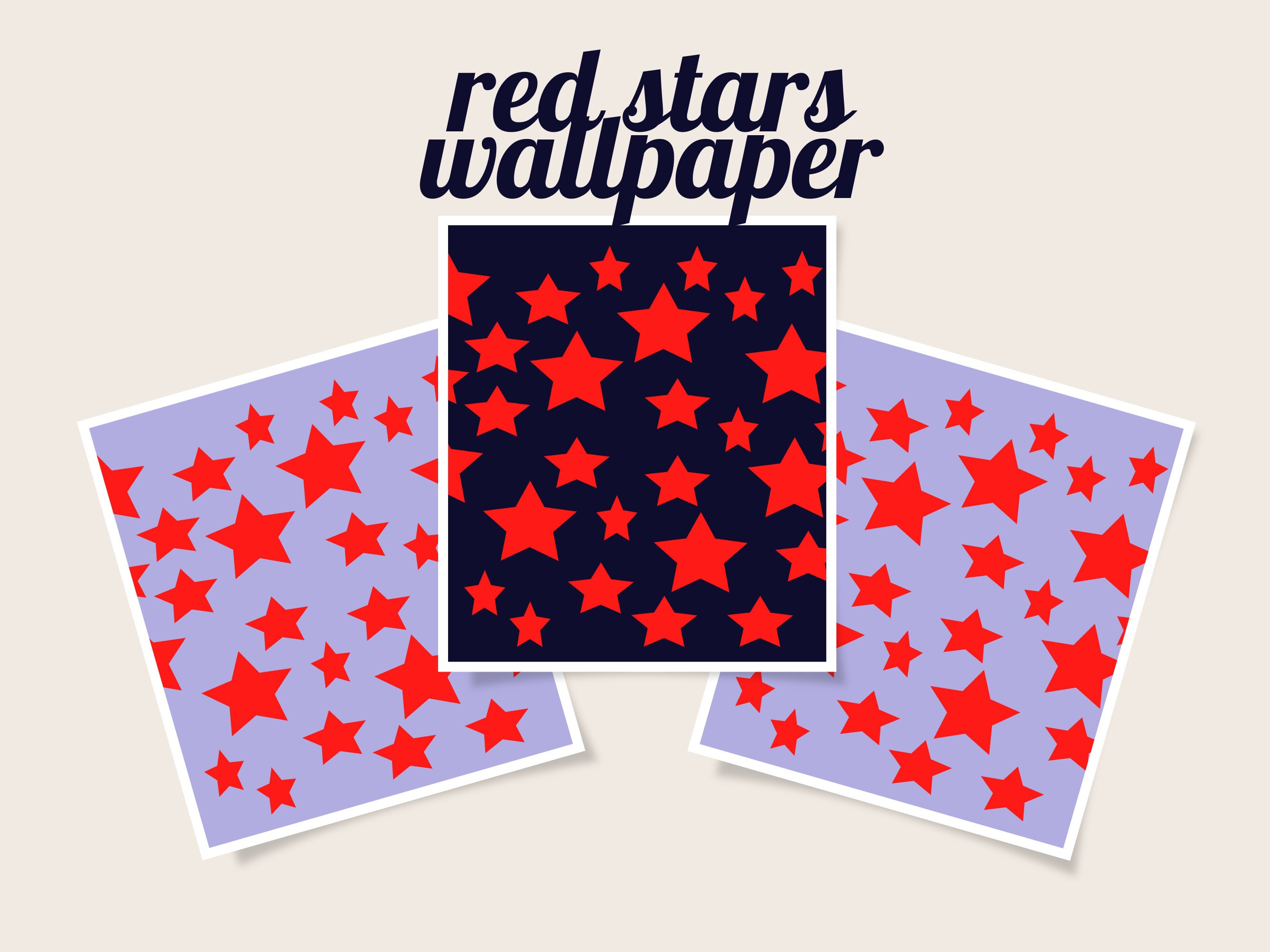 Red Stars Wallpaper Premium Digital Download Starry Night Wall Art High ...