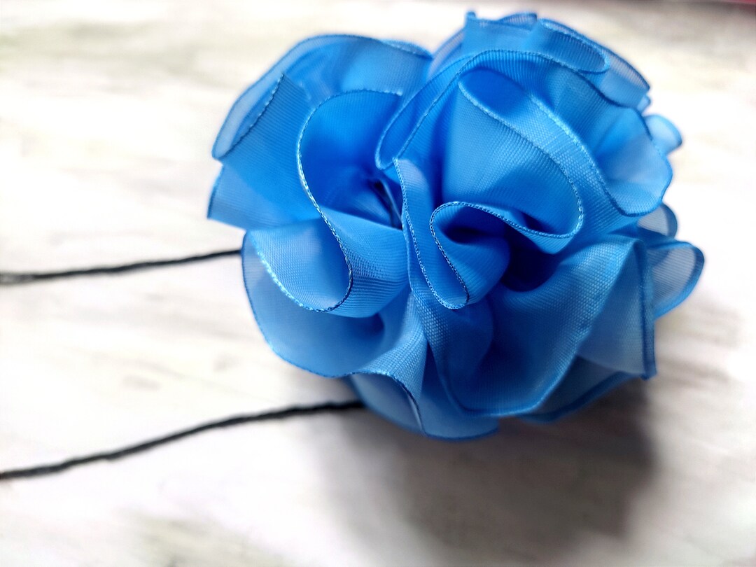 Summer Blue Flower Choker Large Flower Choker Vintage Choker Flower ...