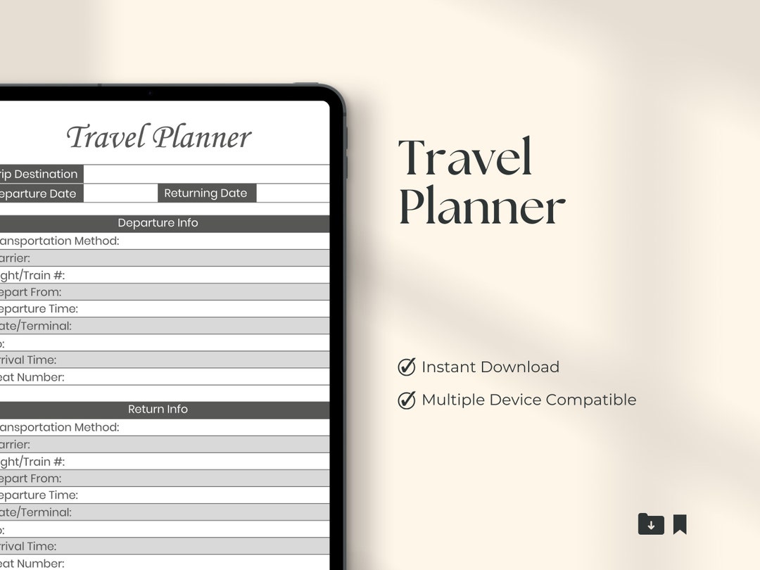 Travel Planner | Printable Trip Planner Template | Vacation Organizer ...