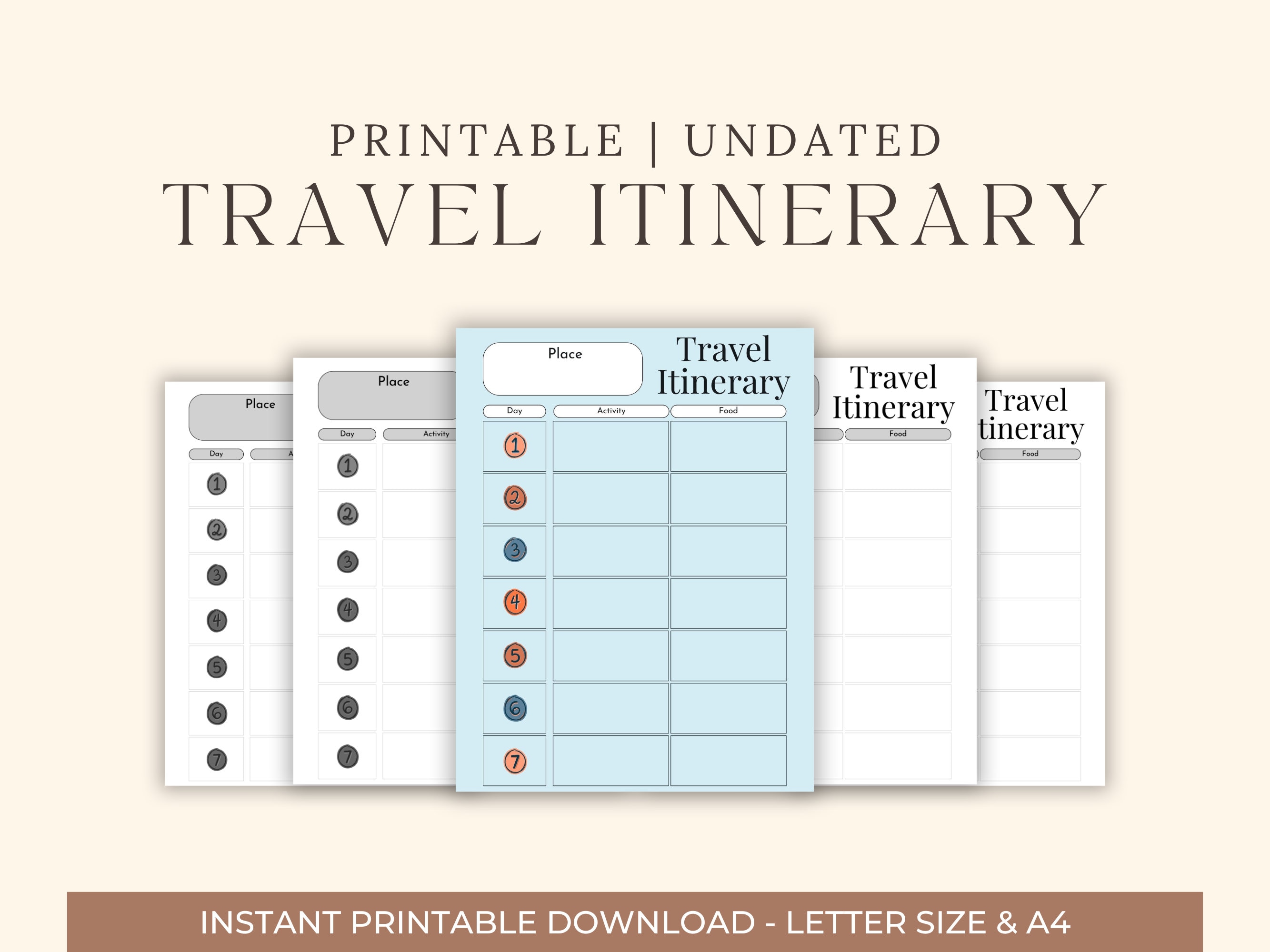Travel Itinerary Template | Printable Travel Planner | Vacation ...