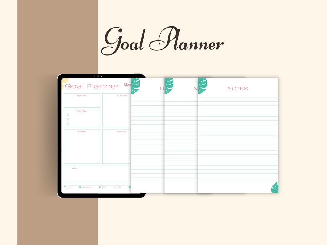 Goal Planner| Printable Goal Setting Template| Personal Development Planner | Productivity ...