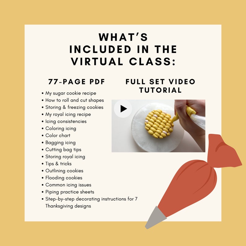Beginner Fall/thanksgiving Cookie Decorating Virtual Class - Etsy