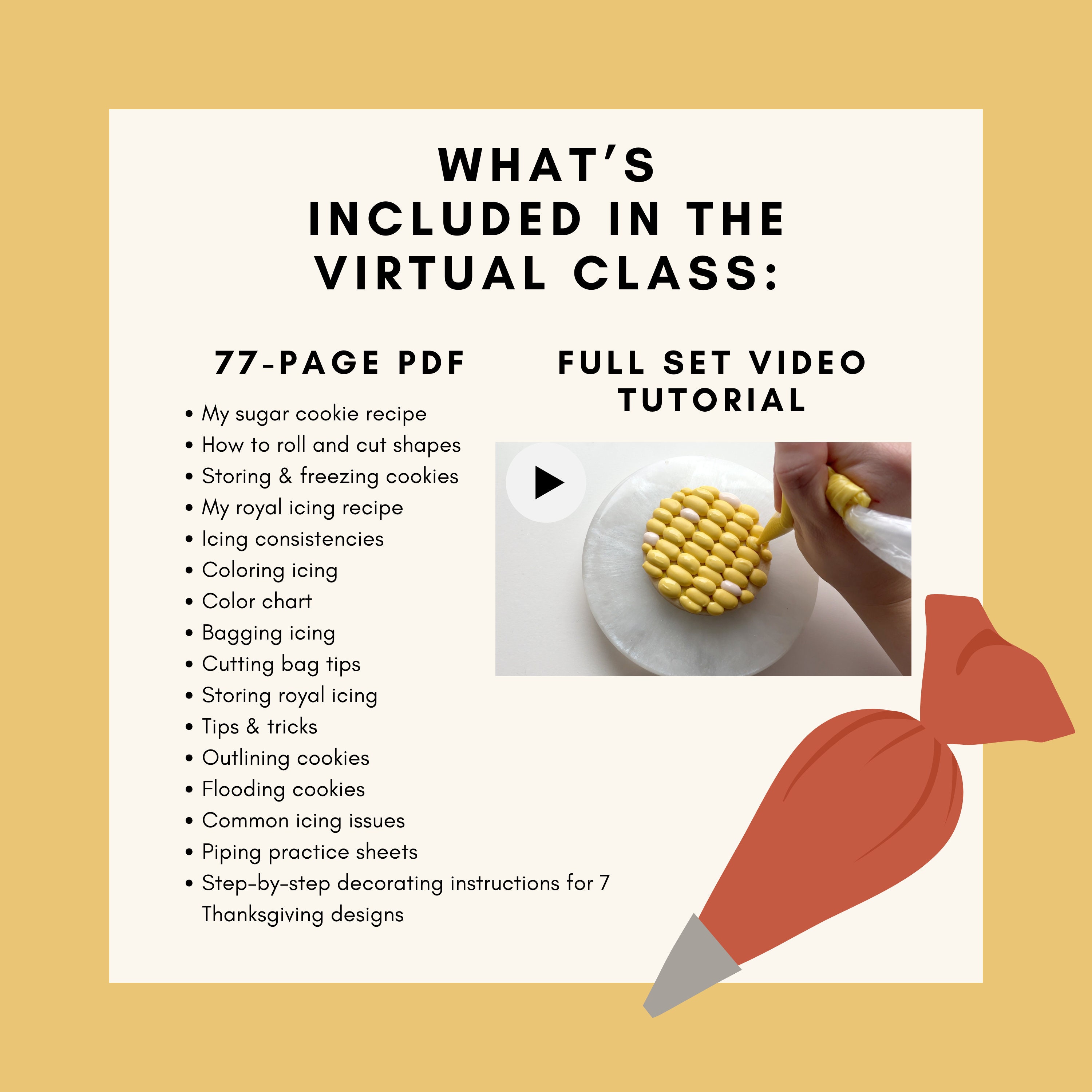 Beginner Fall/thanksgiving Cookie Decorating Virtual Class - Etsy