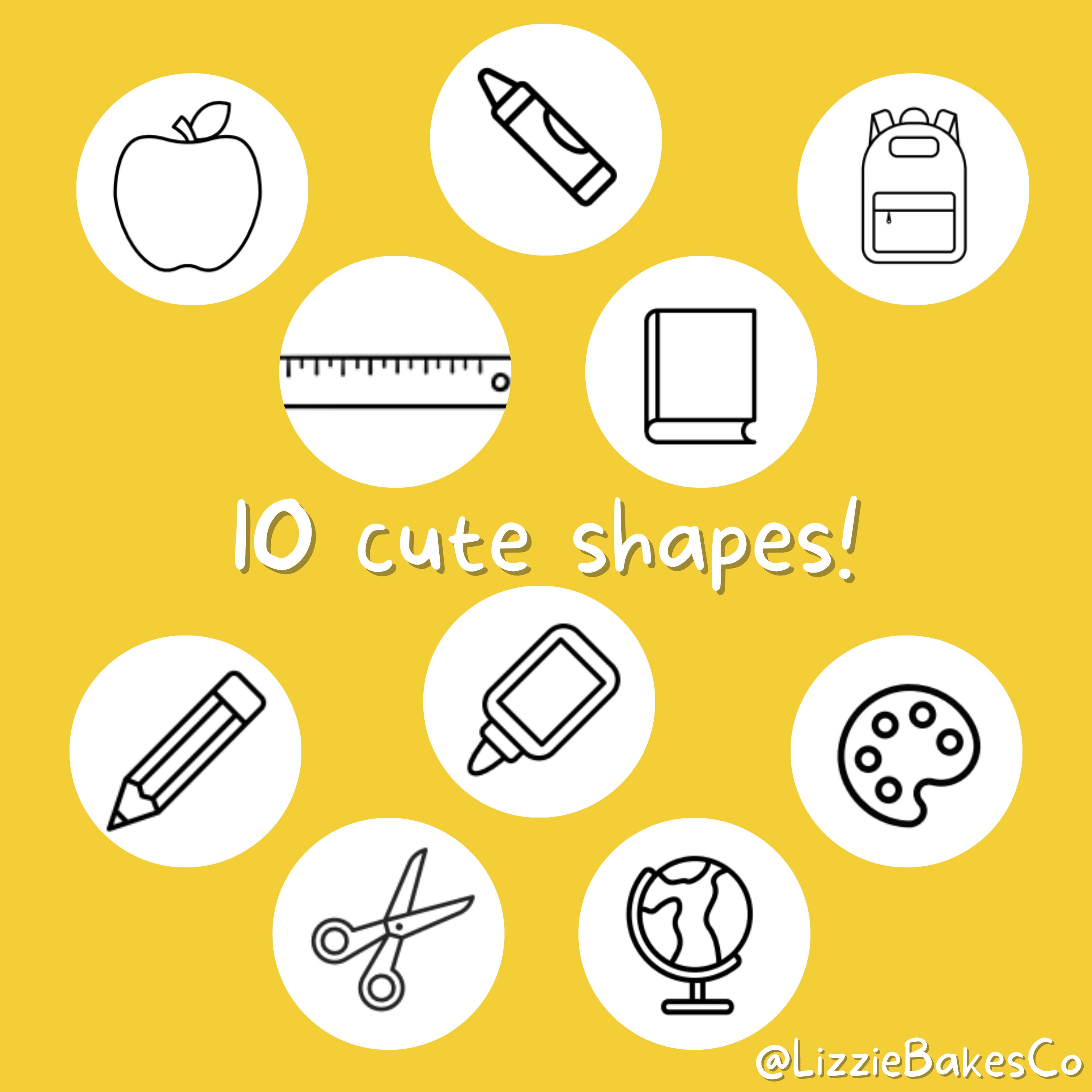 Back to School Royal Icing Transfer Sheets, Set of 10 Printable Sheets ...