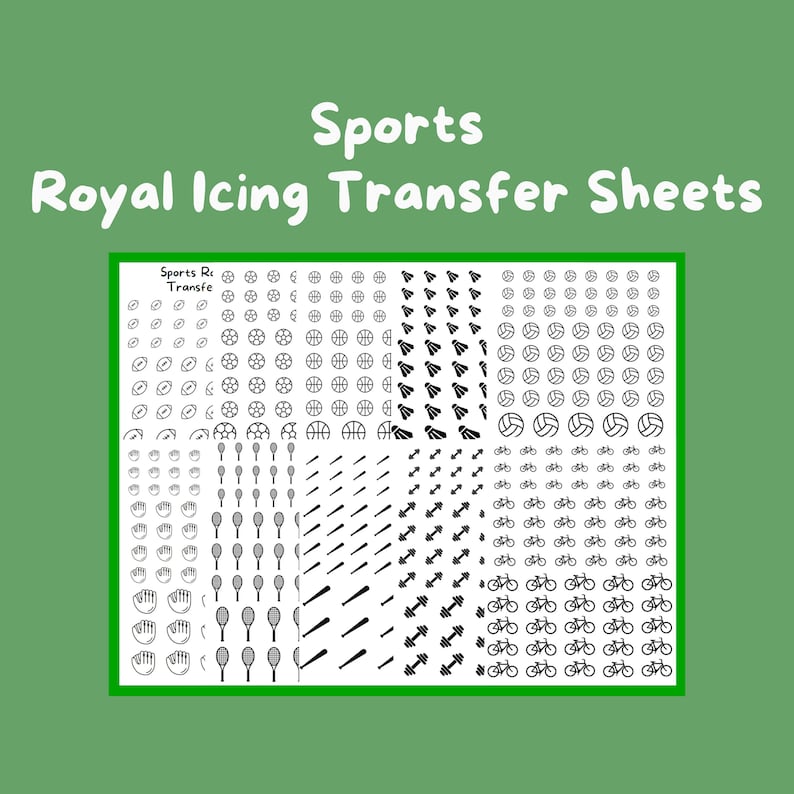 Sports Royal Icing Transfer Sheets, Set of 10 Printable Sheets, Digital ...