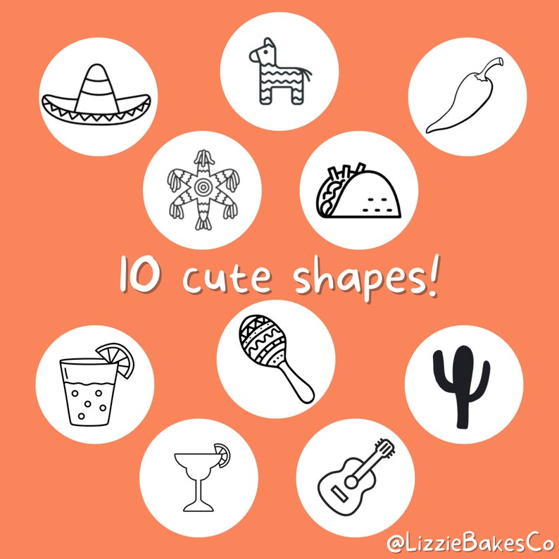 Fiesta Royal Icing Transfer Sheets, Set of 10 Printable Sheets, Digital ...