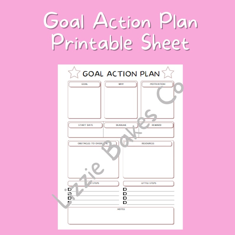 Goal Action Plan Digital Download Printable Planner Sheet - Etsy