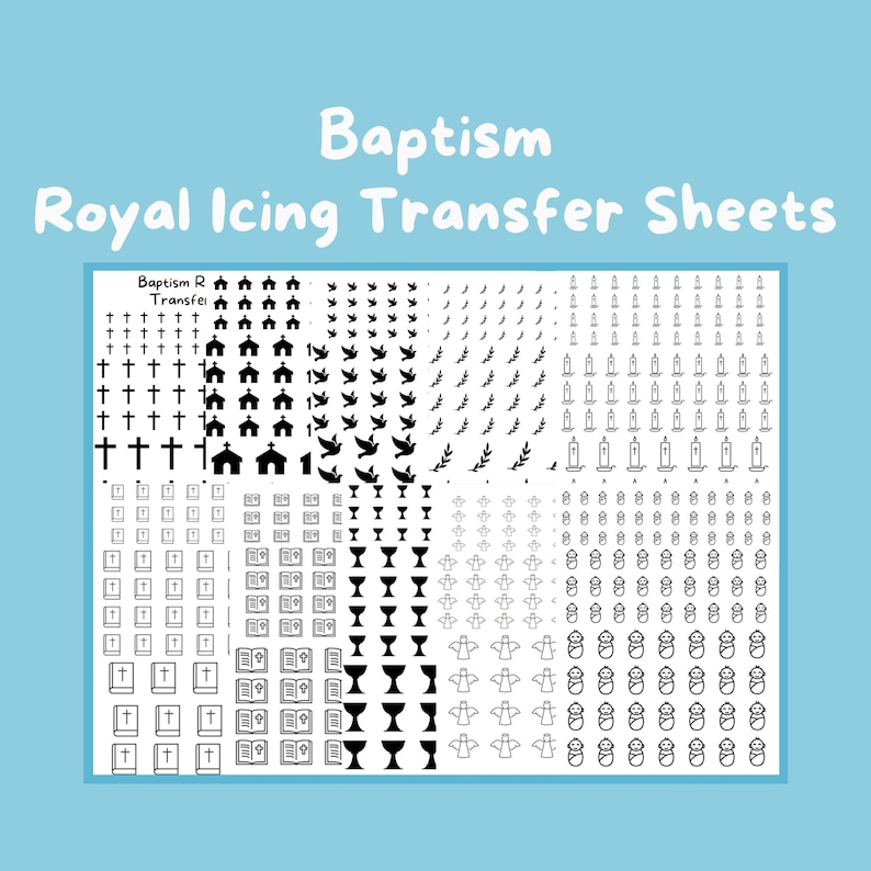 Baptism Royal Icing Transfer Sheets, Set of 10 Printable Sheets ...