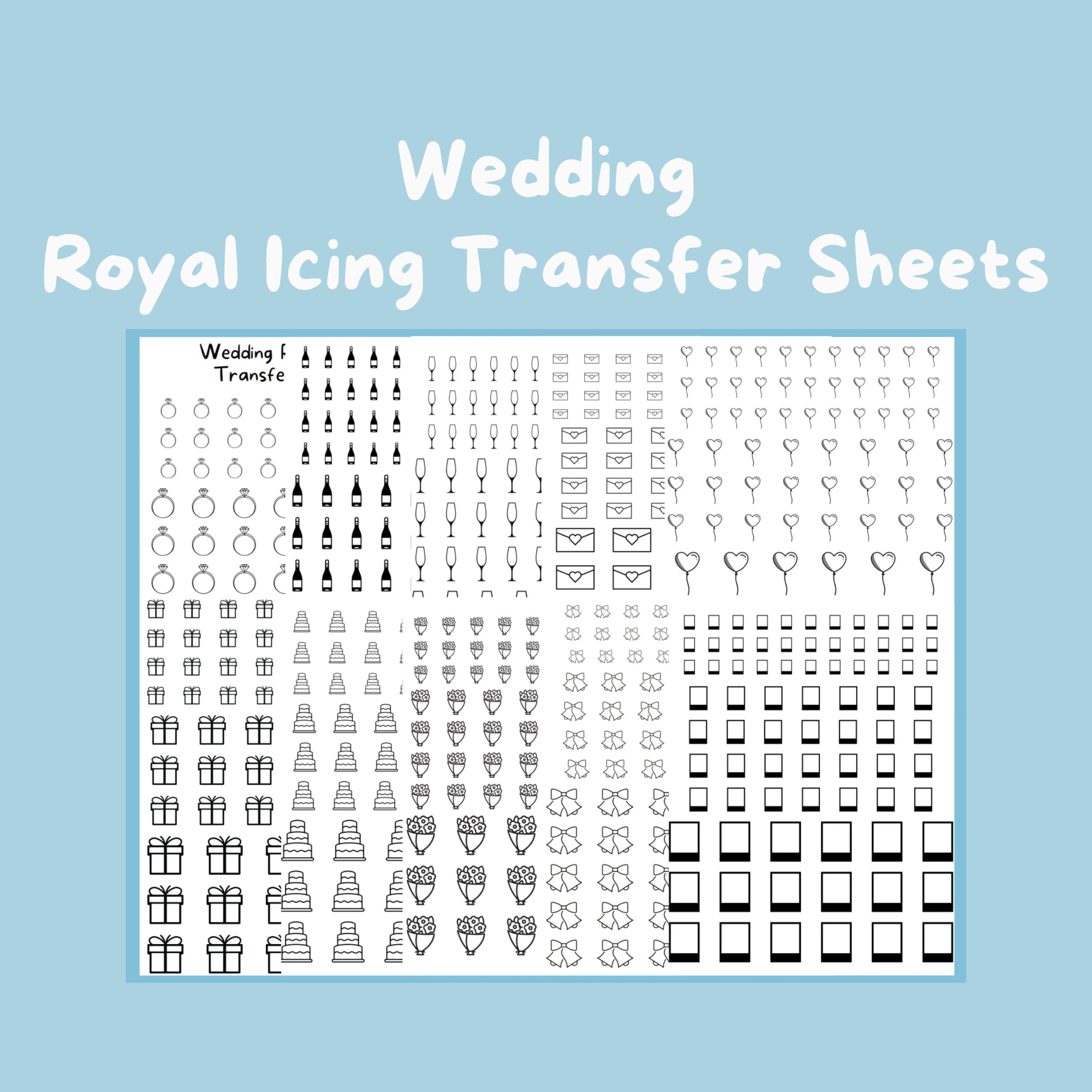 Wedding Royal Icing Transfer Sheets, Set of 10 Printable Sheets ...