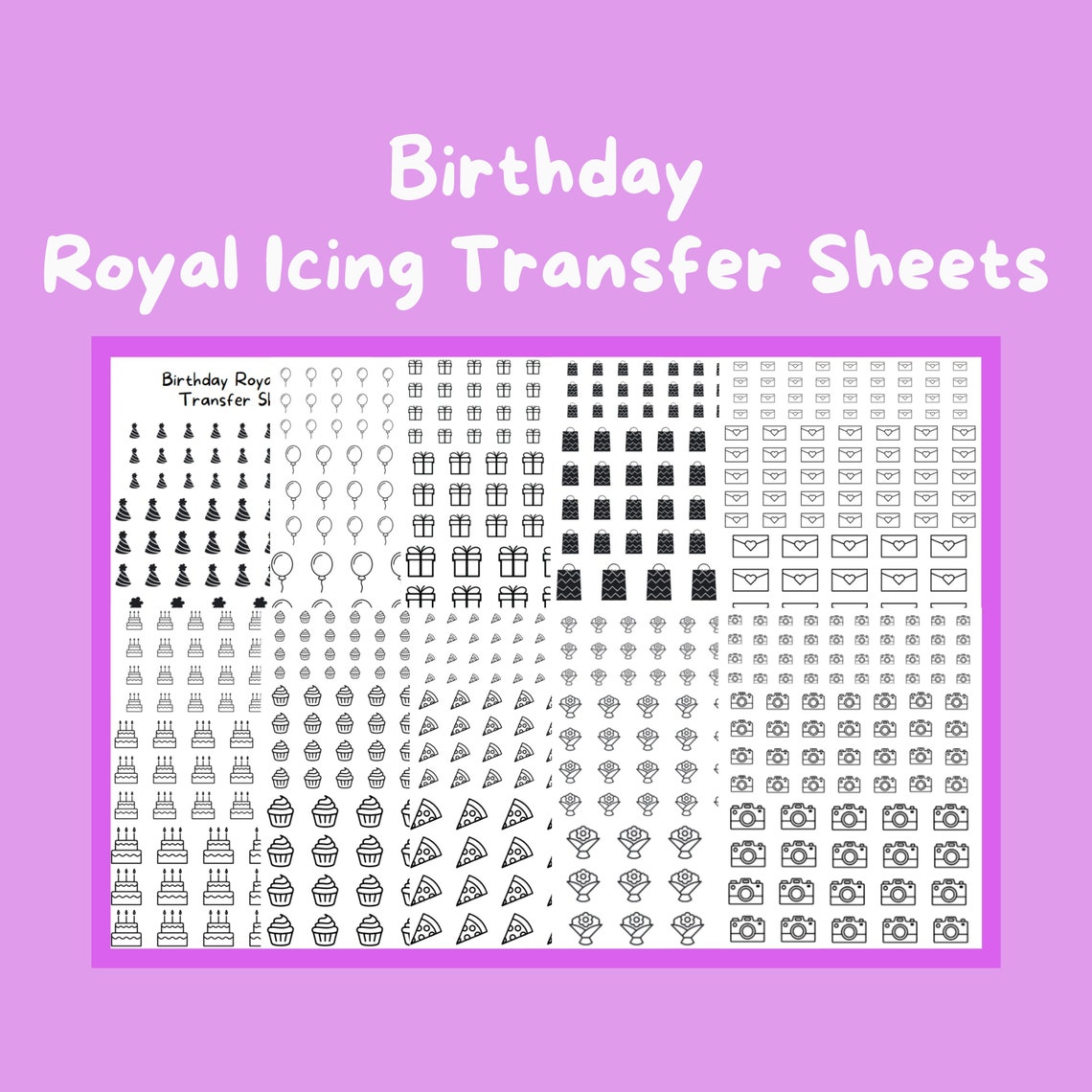 Birthday Royal Icing Transfer Sheets, Set of 10 Printable Sheets ...