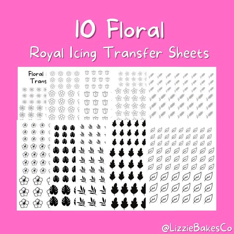 Floral Royal Icing Transfer Sheets Set of 10 Printable - Etsy