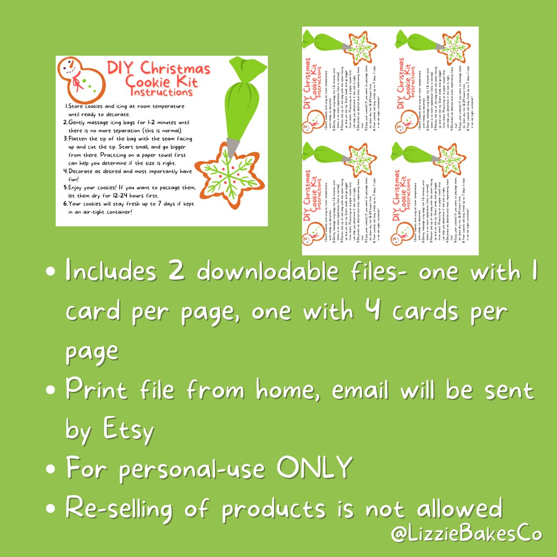 DIY Christmas Cookie Decorating Kit Instructions Card Digital - Etsy