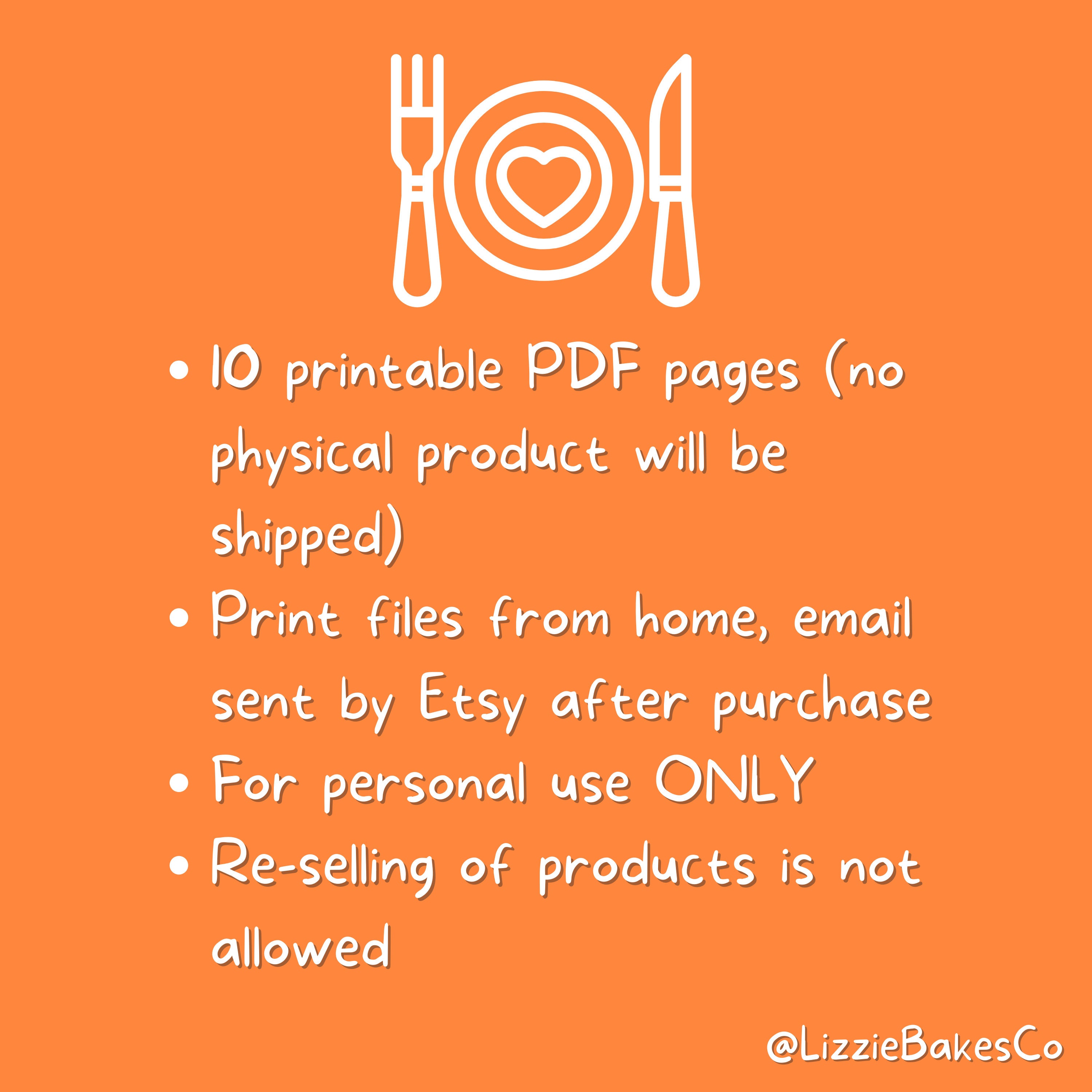 Food Royal Icing Transfer Sheets, Set of 10 Printable Sheets, Digital ...