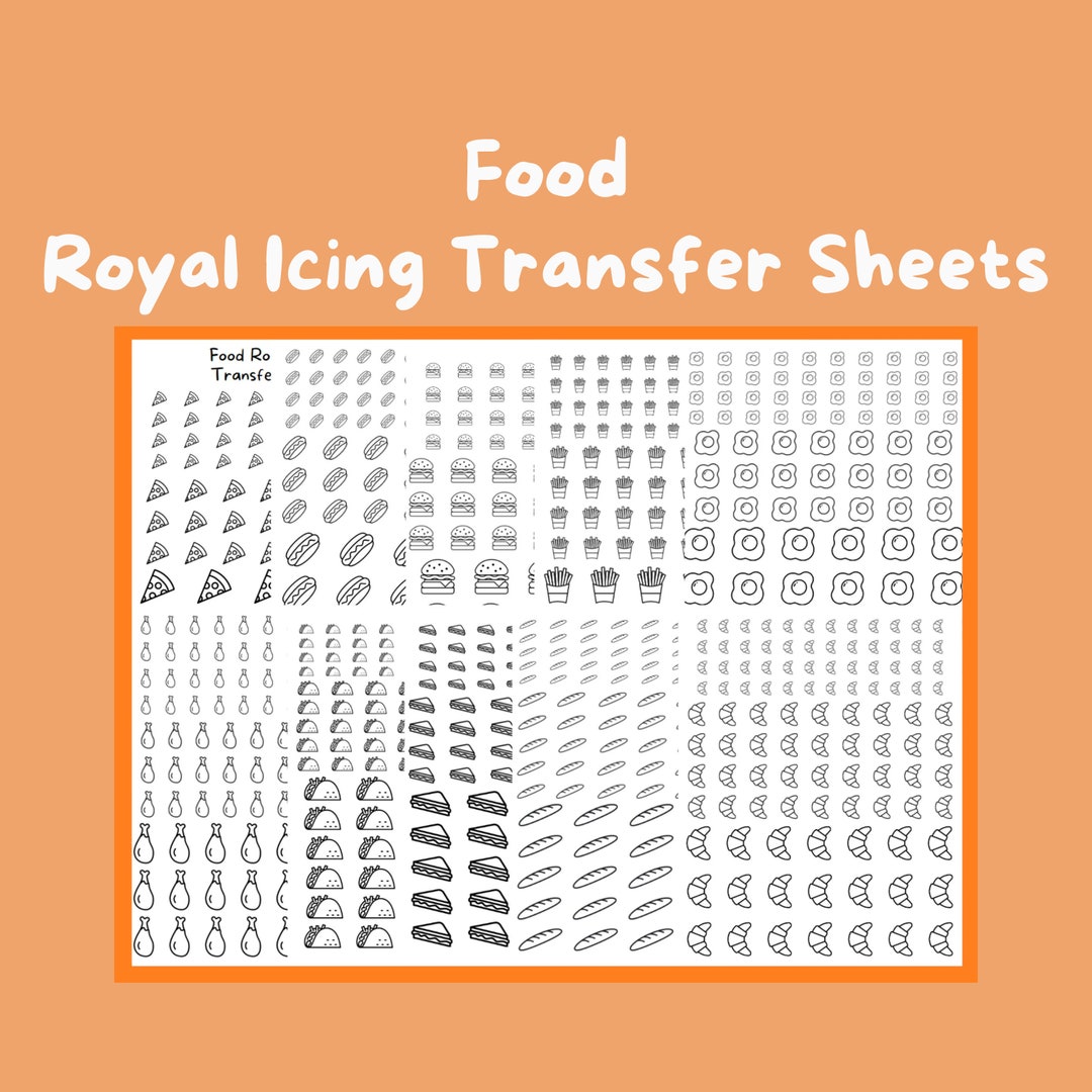Food Royal Icing Transfer Sheets, Set of 10 Printable Sheets, Digital ...