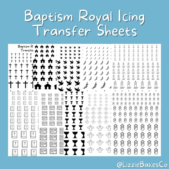 Baptism Royal Icing Transfer Sheets Set of 10 Printable - Etsy