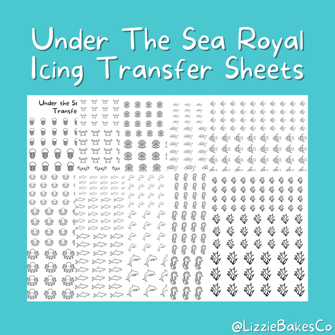 Under the Sea Royal Icing Transfer Sheets, Set of 10 Printable Sheets ...
