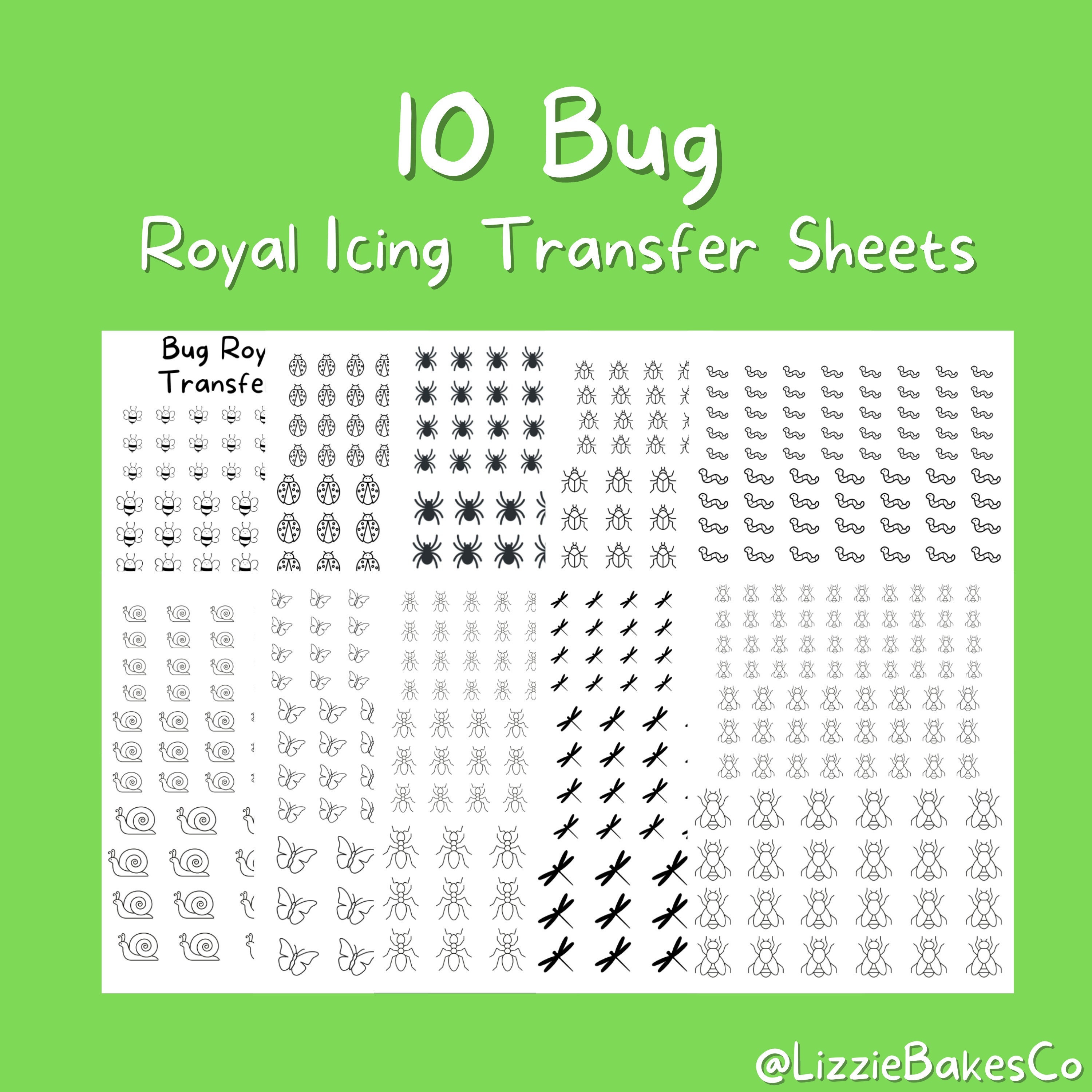Bug Royal Icing Transfer Sheets, Set of 10 Printable Sheets, Digital ...