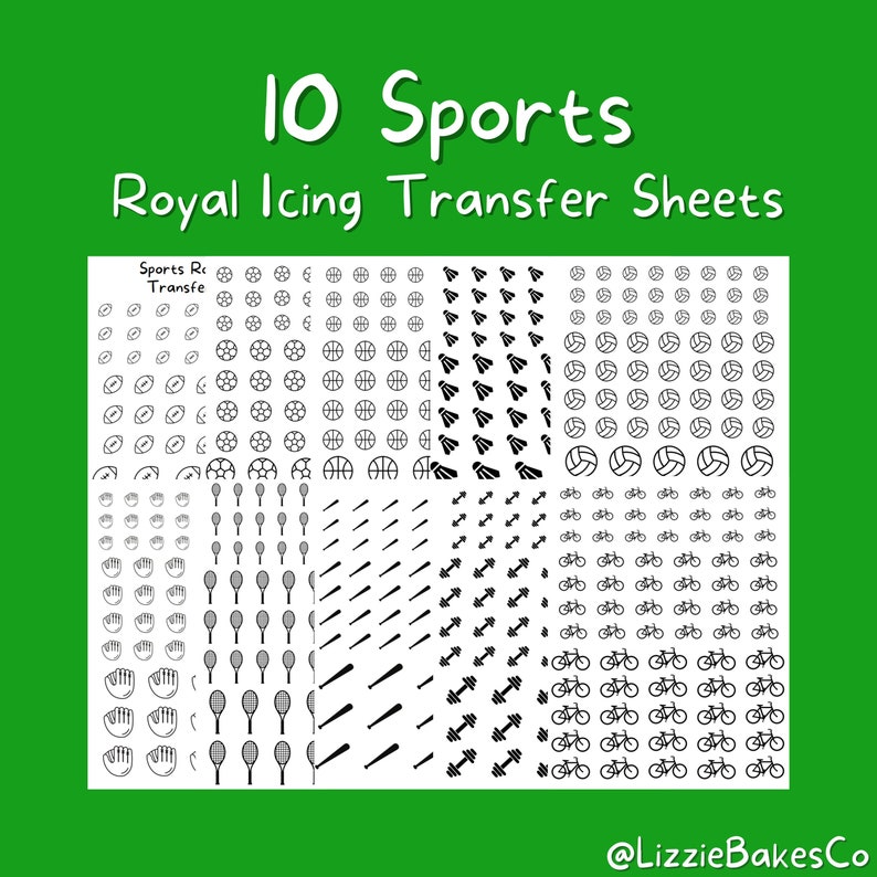Sports Royal Icing Transfer Sheets, Set of 10 Printable Sheets, Digital ...