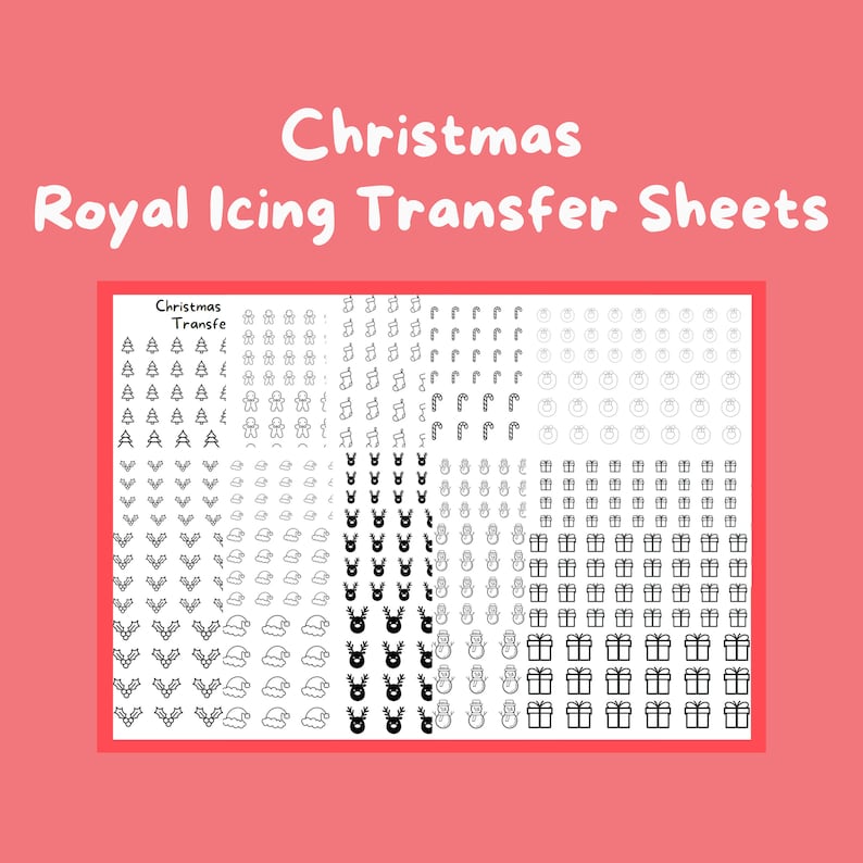 Christmas Royal Icing Transfer Sheets, Set of 10 Printable Sheets ...