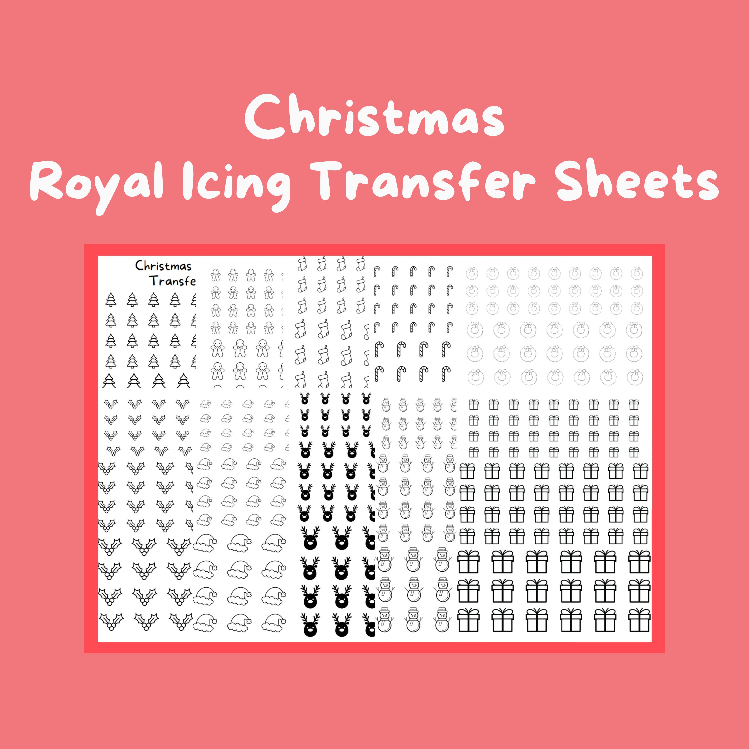 Christmas Royal Icing Transfer Sheets, Set of 10 Printable Sheets ...