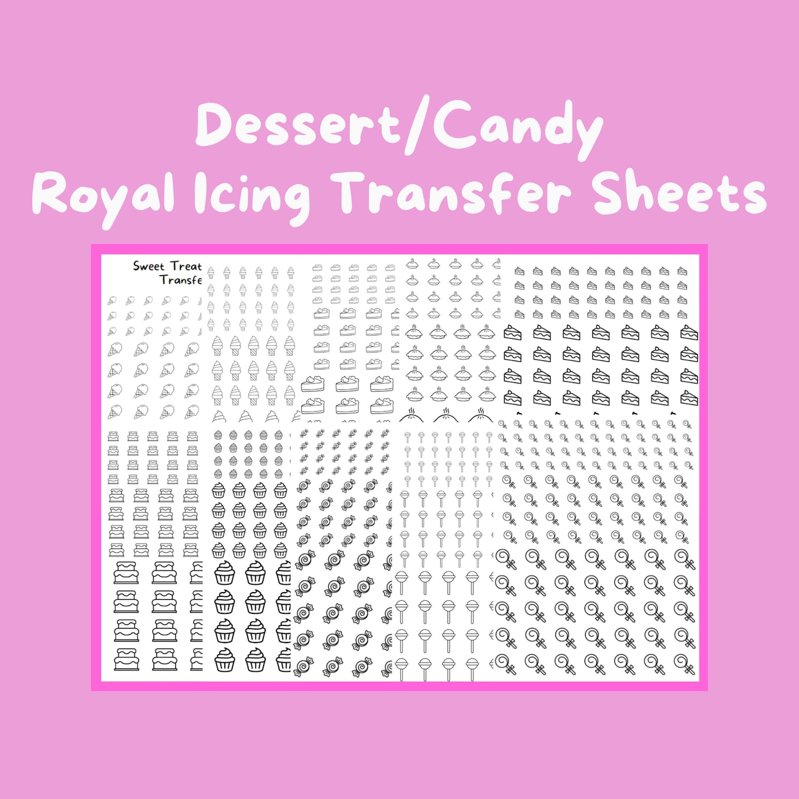 Sweet Treats Royal Icing Transfer Sheets, Set of 10 Printable Sheets ...