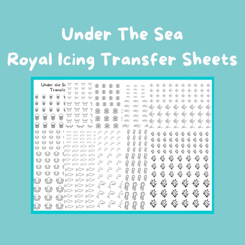 Under the Sea Royal Icing Transfer Sheets, Cookie Decorating (digital ...