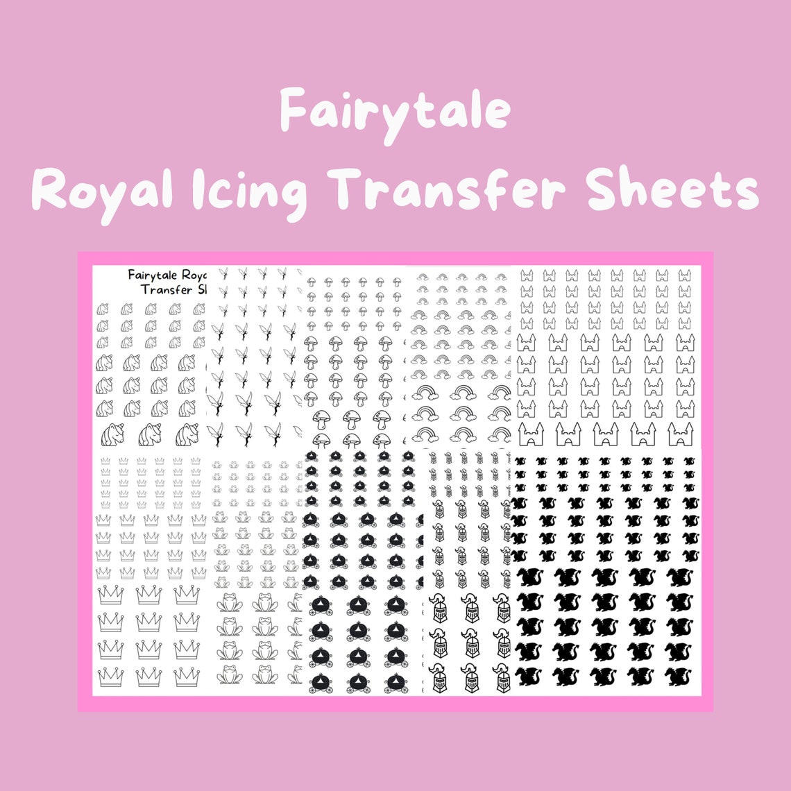 Fairytale Royal Icing Transfer Sheets, Set of 10 Printable Sheets ...