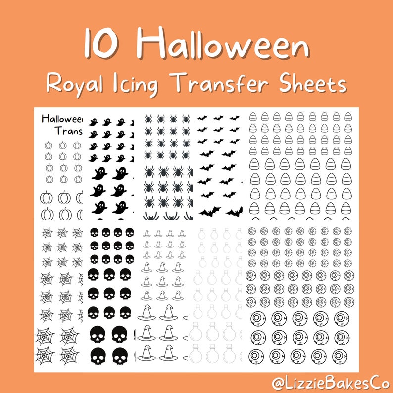 Halloween Royal Icing Transfer Sheets Set of 10 Printable - Etsy