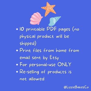 Beach Royal Icing Transfer Sheets, Set of 10 Printable Sheets, Digital ...