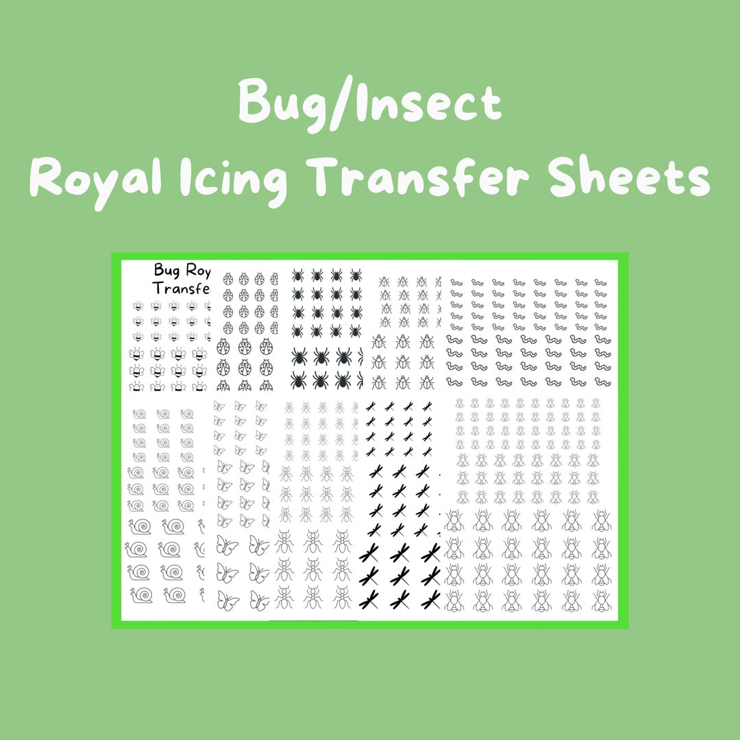 Bug Royal Icing Transfer Sheets, Set of 10 Printable Sheets, Digital ...