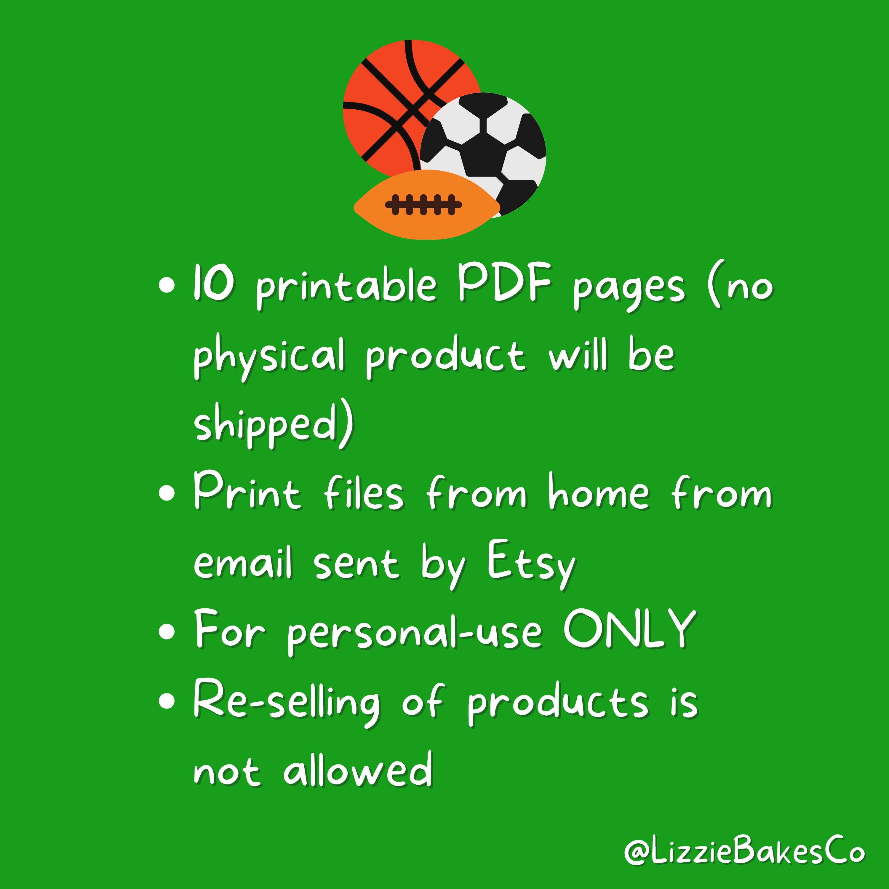 Sports Royal Icing Transfer Sheets, Set of 10 Printable Sheets, Digital ...