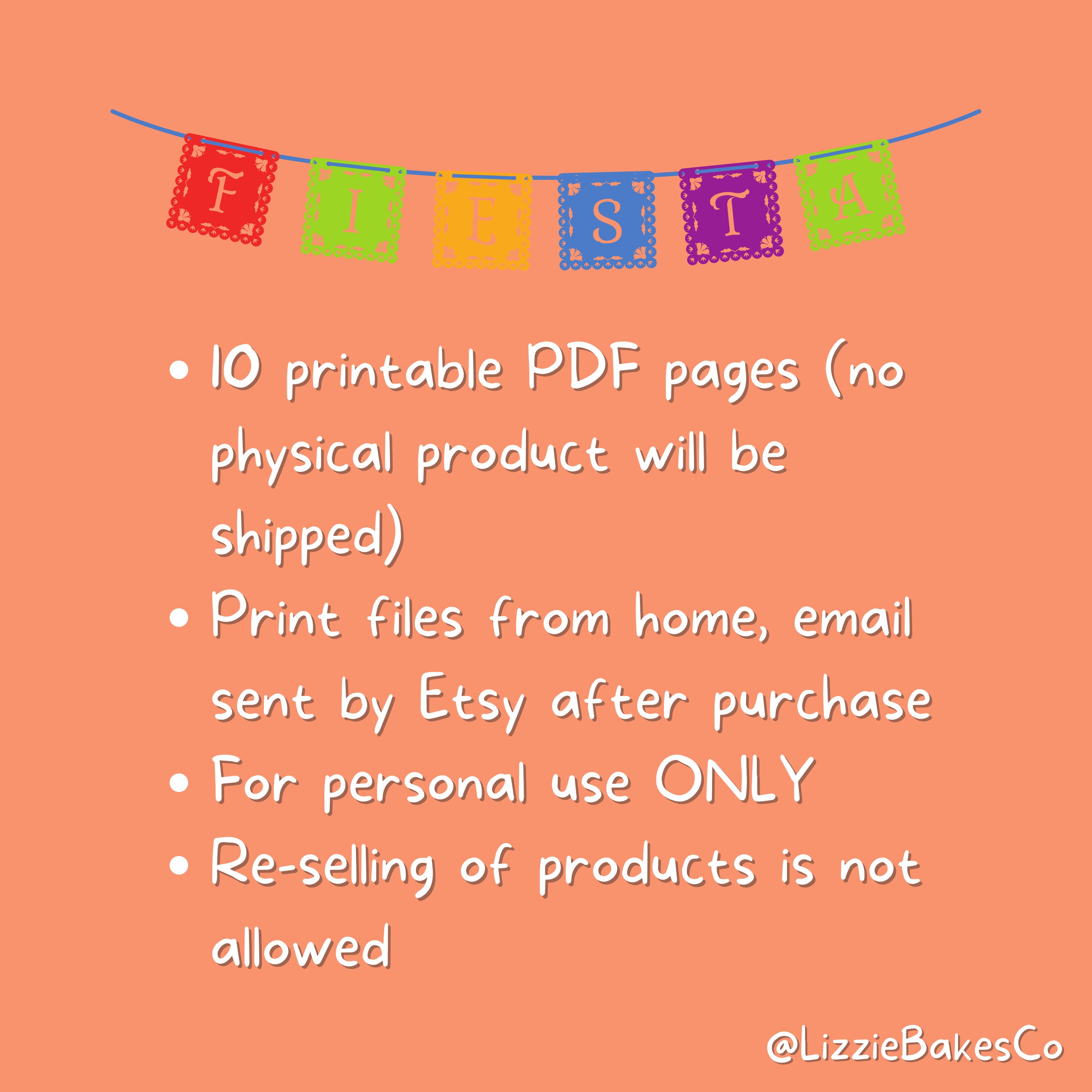 Fiesta Royal Icing Transfer Sheets, Set of 10 Printable Sheets, Digital ...