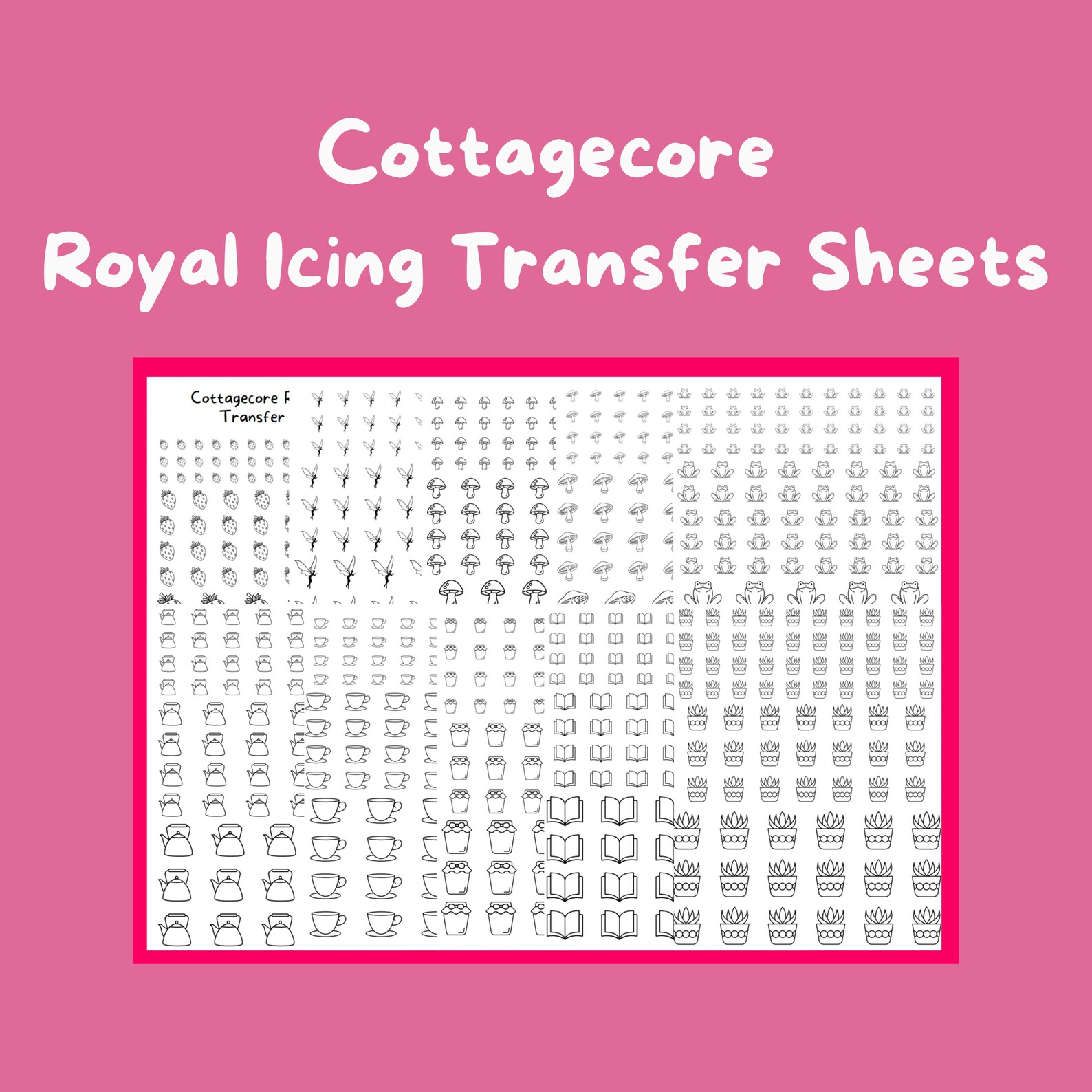 Cottagecore Royal Icing Transfer Sheets, Set of 10 Printable Sheets ...