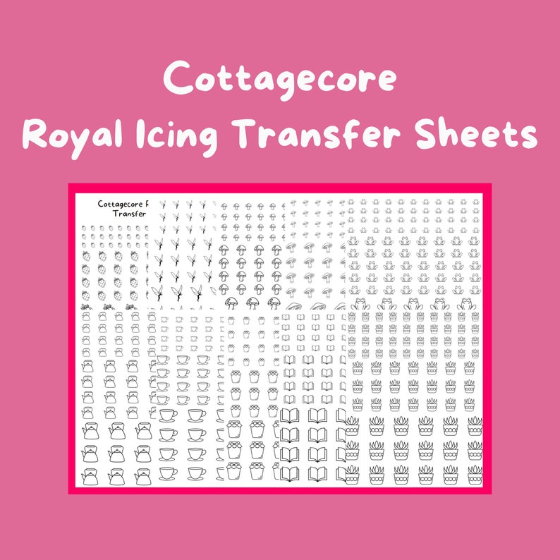 Cottagecore Royal Icing Transfer Sheets, Set of 10 Printable Sheets ...