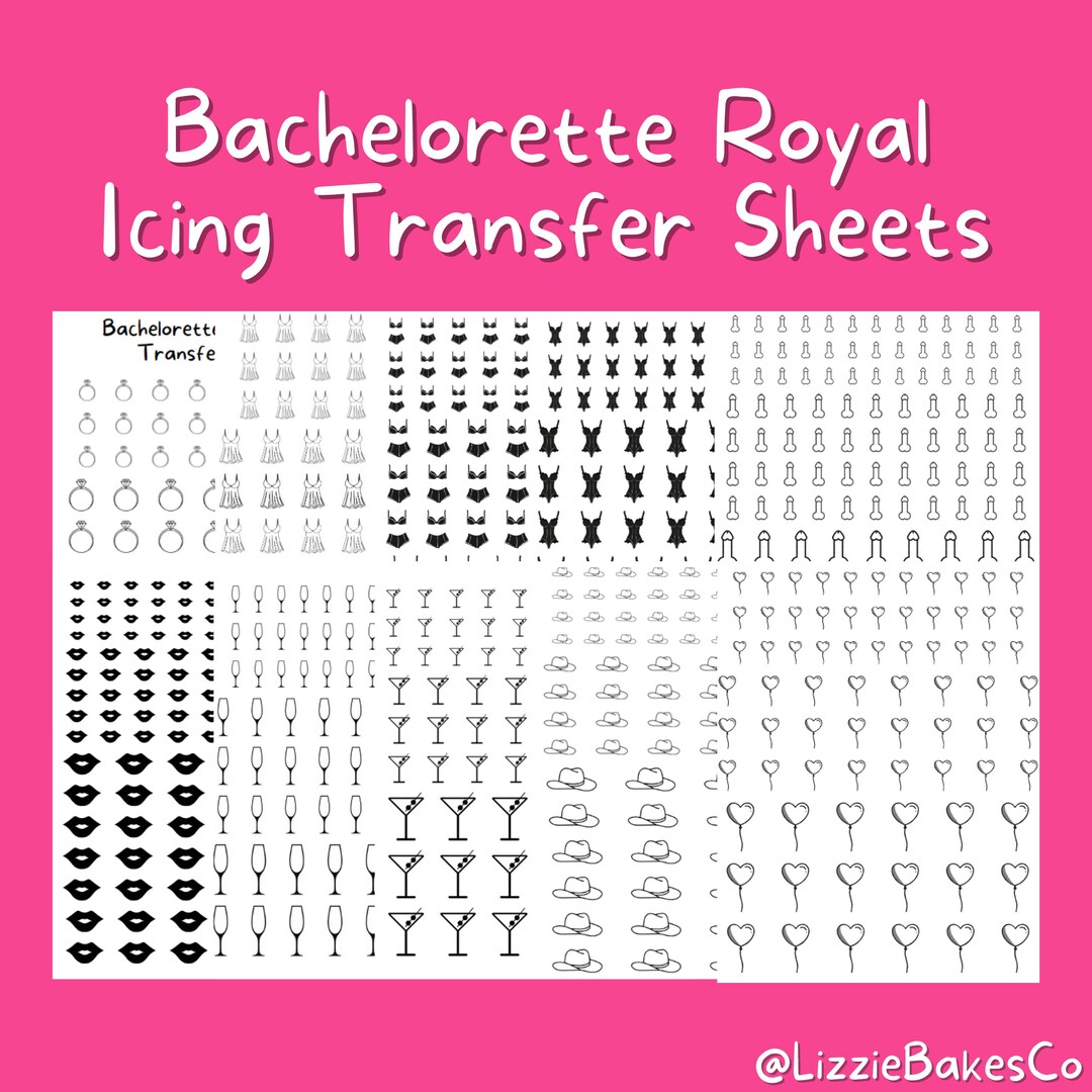 Bachelorette Royal Icing Transfer Sheets Set of 10 Printable - Etsy