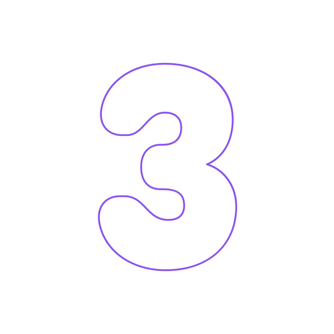 Number Three Cookie Cutter STL File, 3D Printed Cutters (digital ...