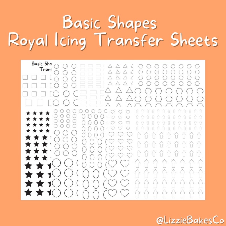 Basic Shapes Royal Icing Transfer Sheets Set of 10 Printable - Etsy